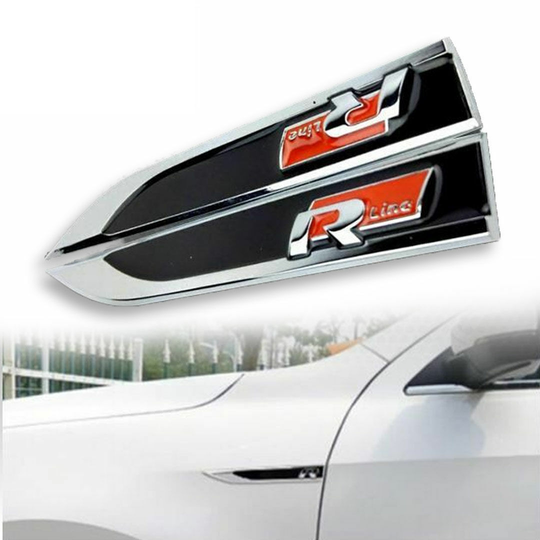 R Line Side Fender Badge (Black) Simply peel and stick Universal for ...