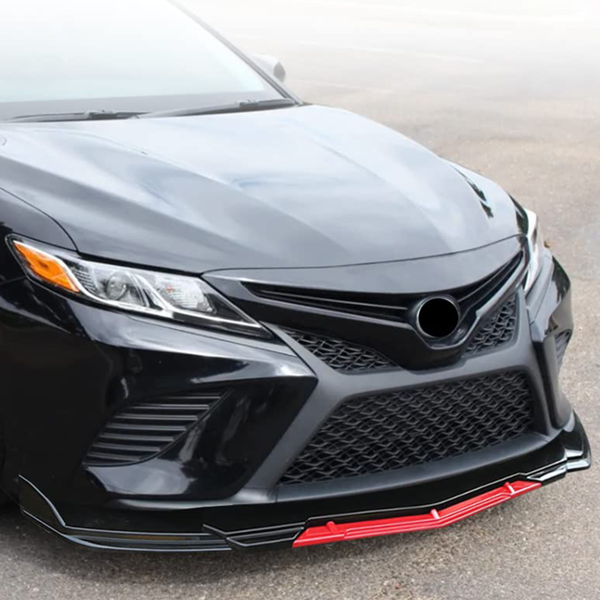 Universal front lip (Gloss Black +red) Universal front lip Plastic ...