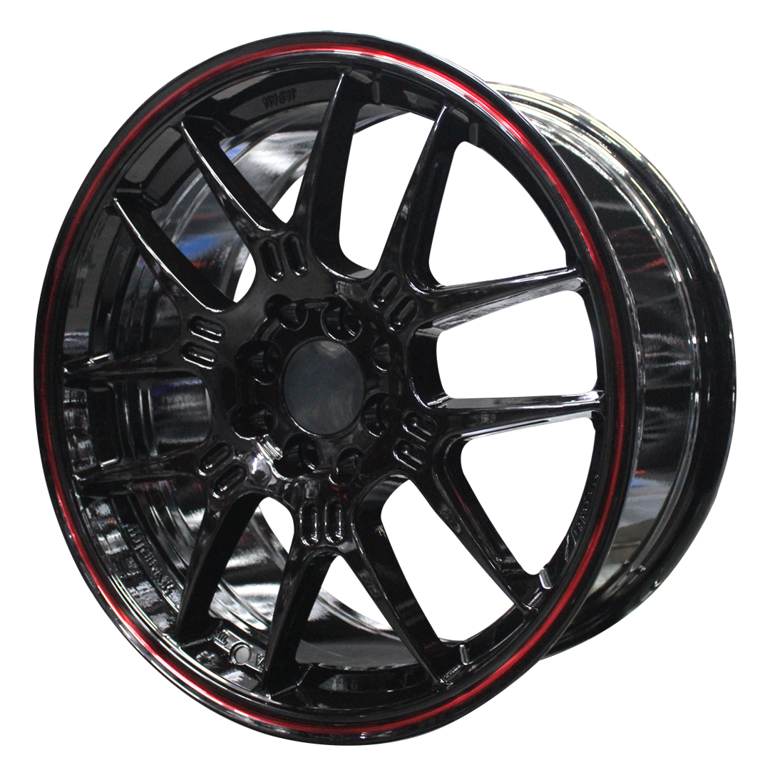 17 inch -Sierra - 5x100/114 - Black - Red Lip Black with Red Lip 5x100 ...